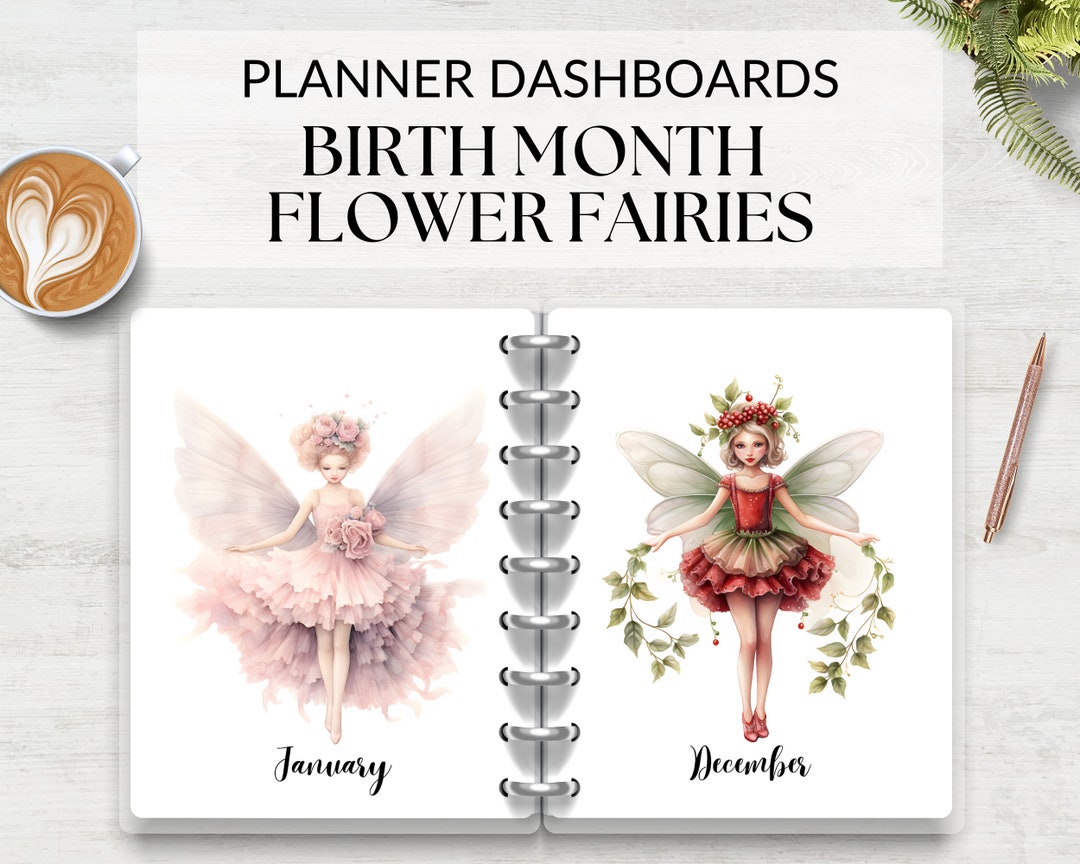 Birth Month Flower Fairies Monthly Dashboards, Printable for Planner ...