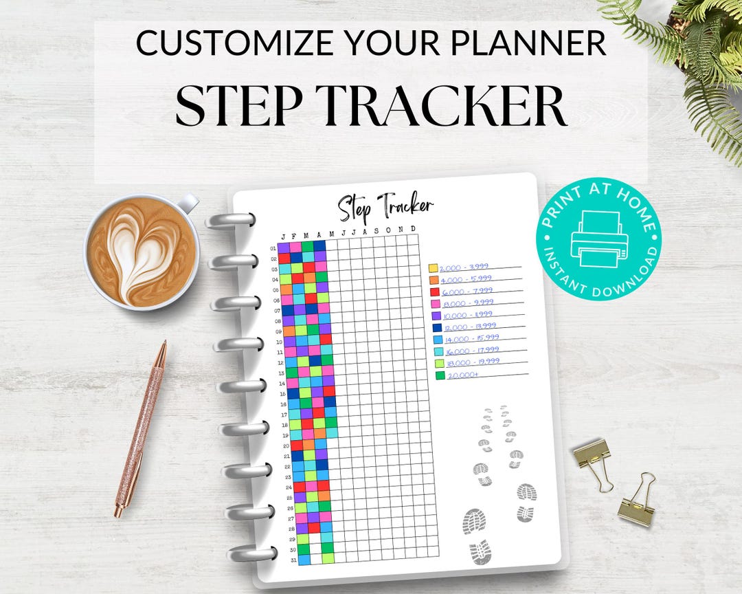 Step Tracker Yearly, Printable Journal Page, Printable Planner Page ...