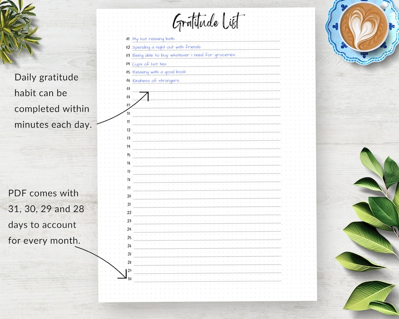 Gratitude List Printable, Gratitude Journal, Mental Health Journal, A5 ...