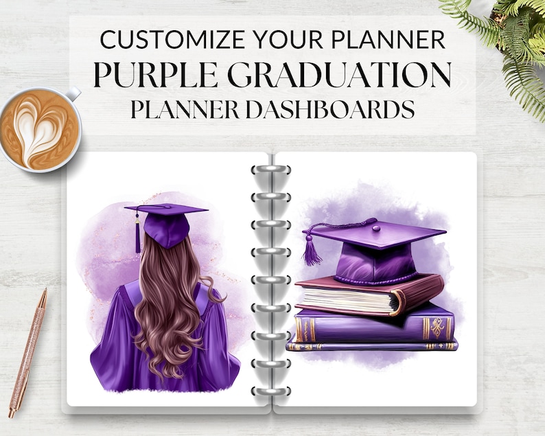 Purple Graduation Day Printable Dashboard, Graduation Gown, Graduation ...