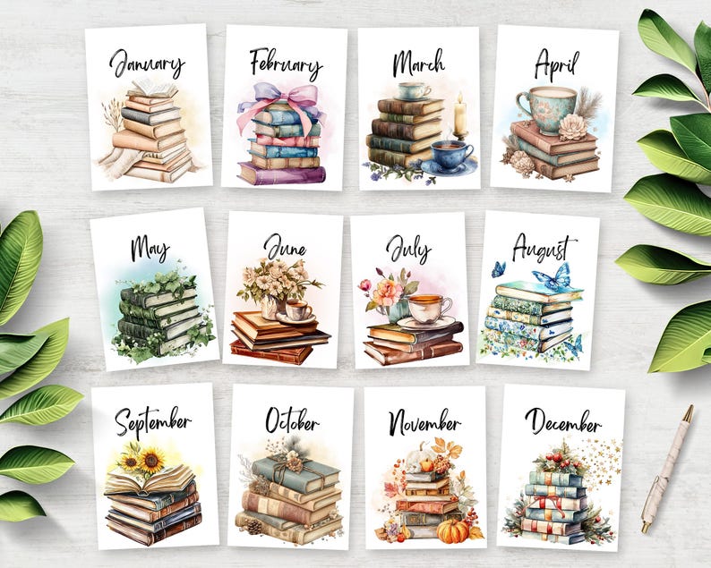 New Year, New Chapter Bookish Monthly Dashboards, Printable for Planner ...