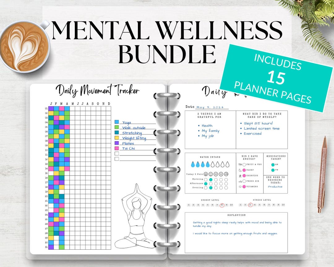 Mental Health Trackers Bundle, Mental Wellness Planner, Printable ...