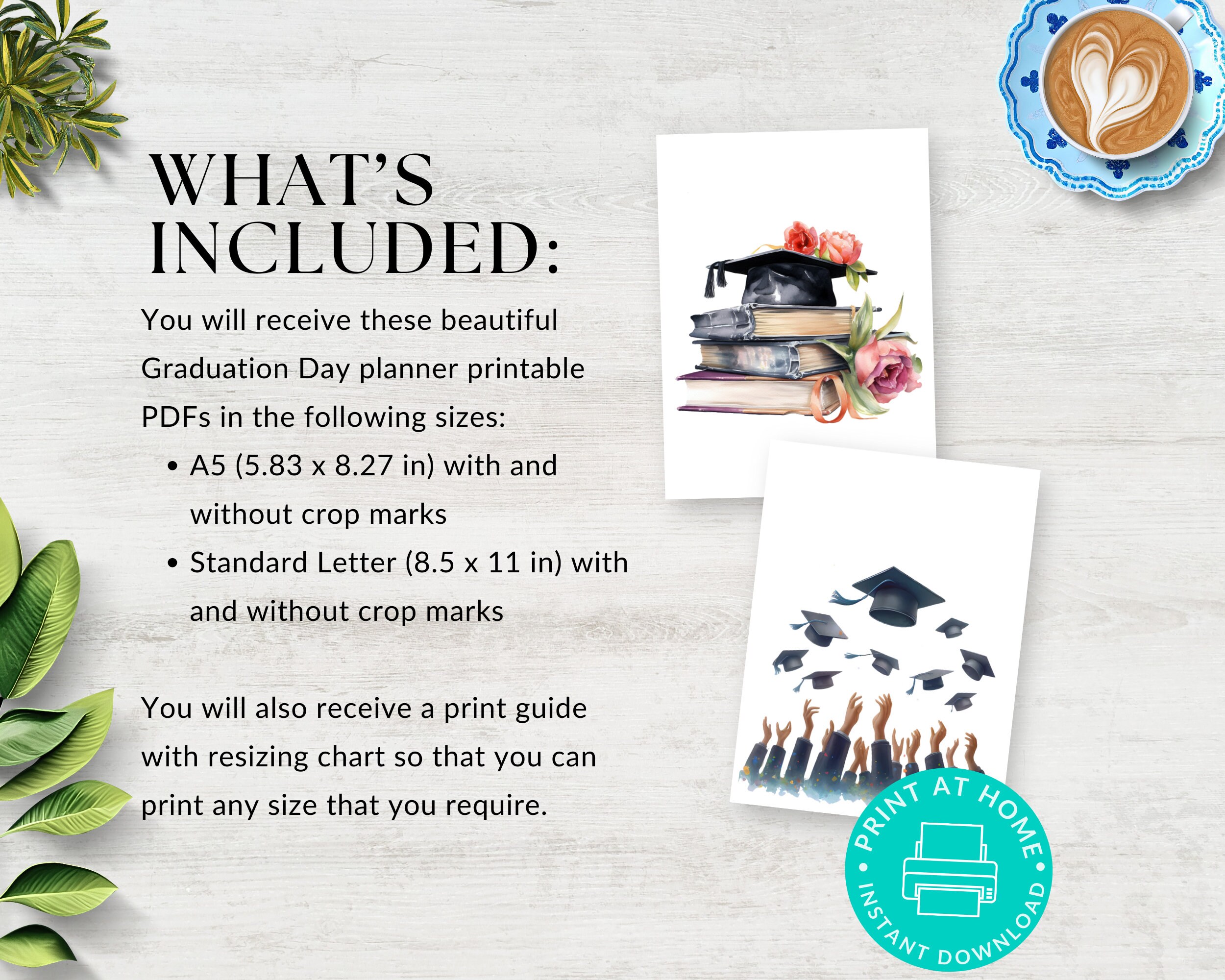 Bookworm Graduation Day Printable Dashboard, Graduation Cap, Journal ...