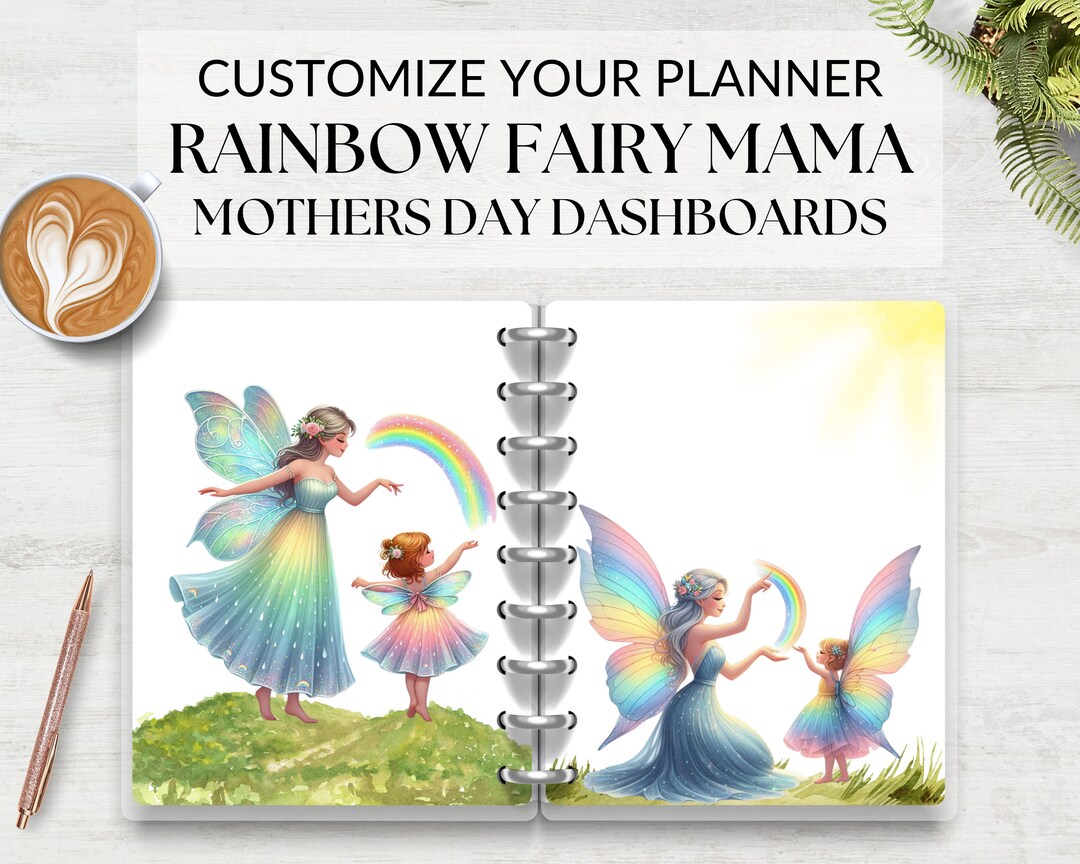 Rainbow Fairy Mothers Day Printable Planner Dashboard, Journal Spread ...