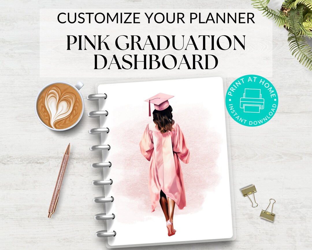 Pink Graduation Day Dashboard Instant Download Planner Printable, Brown ...