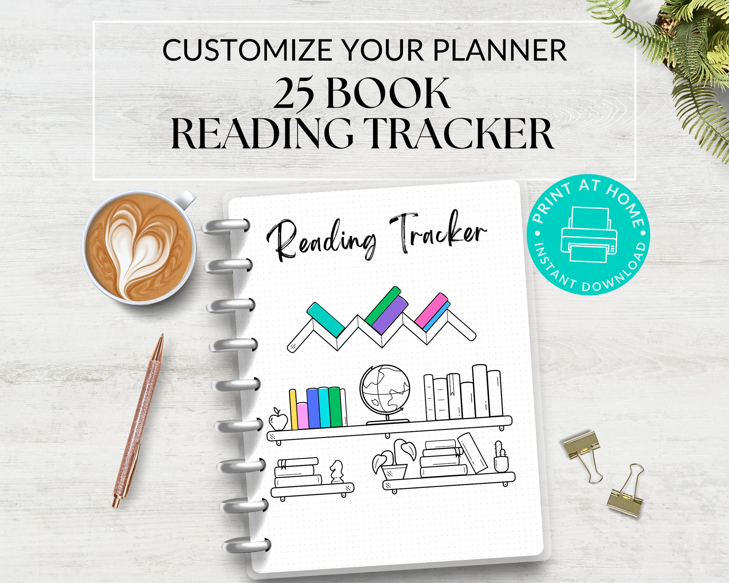 25 Book Reading Tracker, A5 Journal Page, Bookshelf Reading Tracker ...