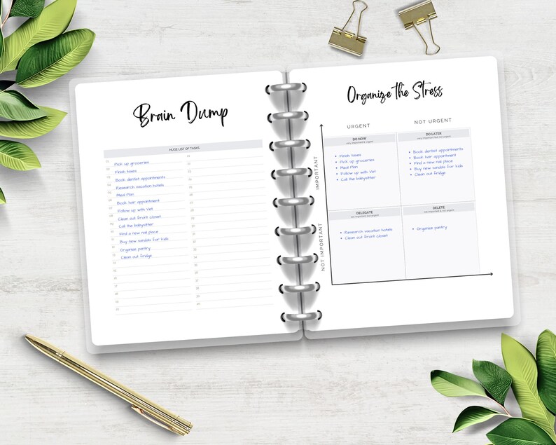 Brain Dump Printable Planner: Minimalist To-do List, Priority Matrix ...