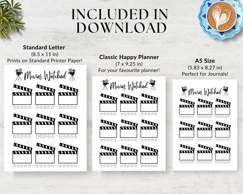 Movie Tracker Printable: Minimalist Planner Page (digital Download) - Etsy
