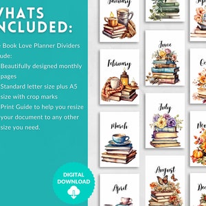 Monthly Dashboards Printable for Planner for the Love of Books ...