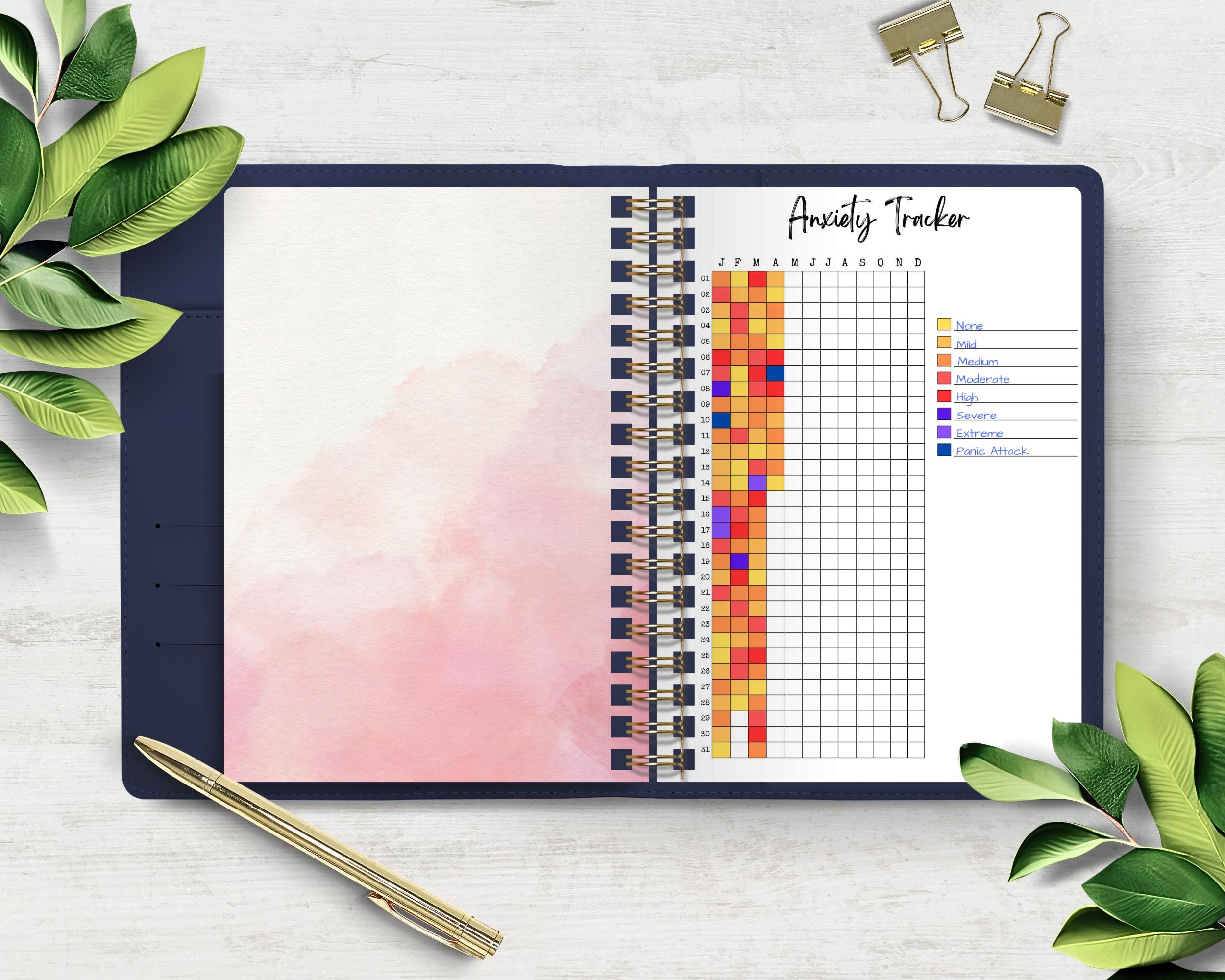 Anxiety Tracker Printable Journal Page, Monthly Tracker, Anxiety Log ...