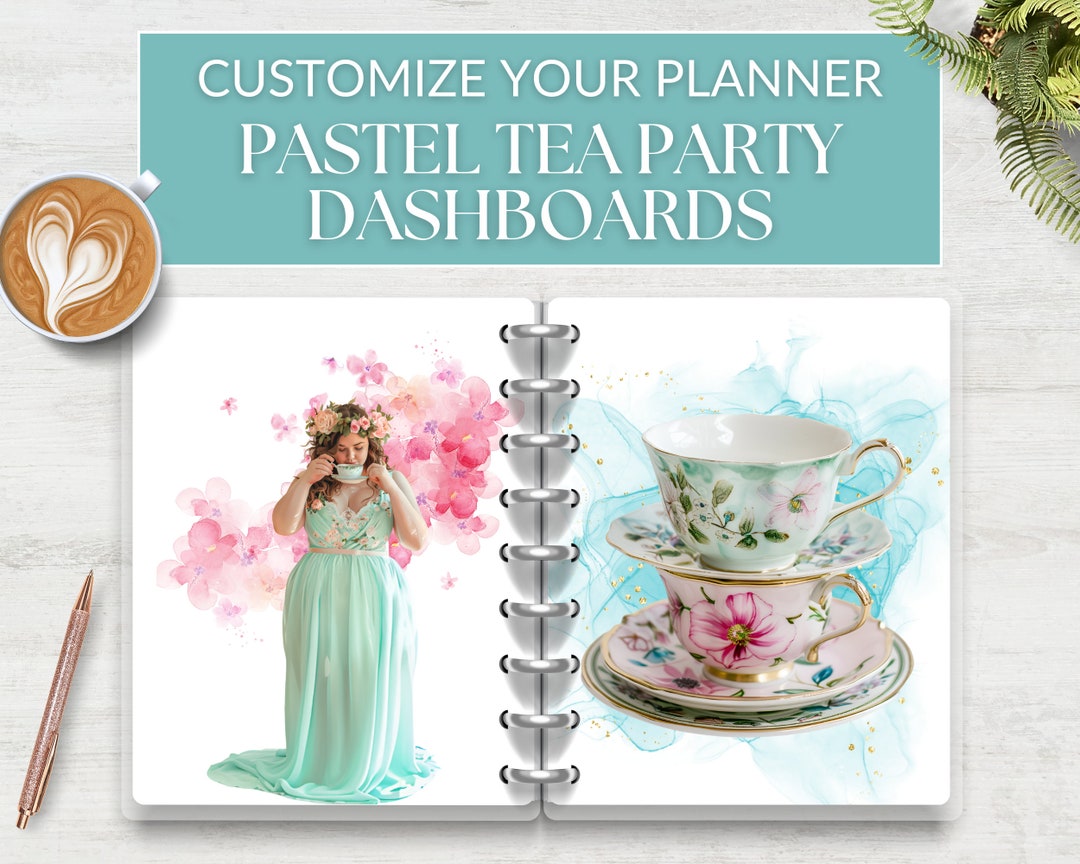Pastel Tea Party Planner Dashboards, Journal Dividers, Monthly Cover ...