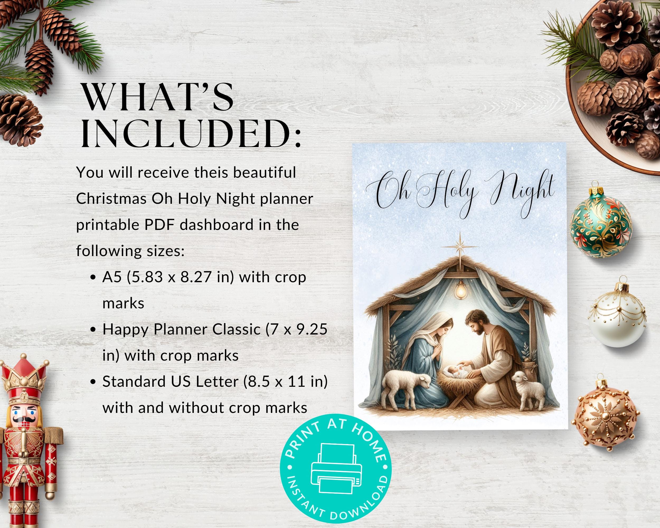 Oh Holy Night Printable Planner Dashboards, Journal Page, Christmas ...