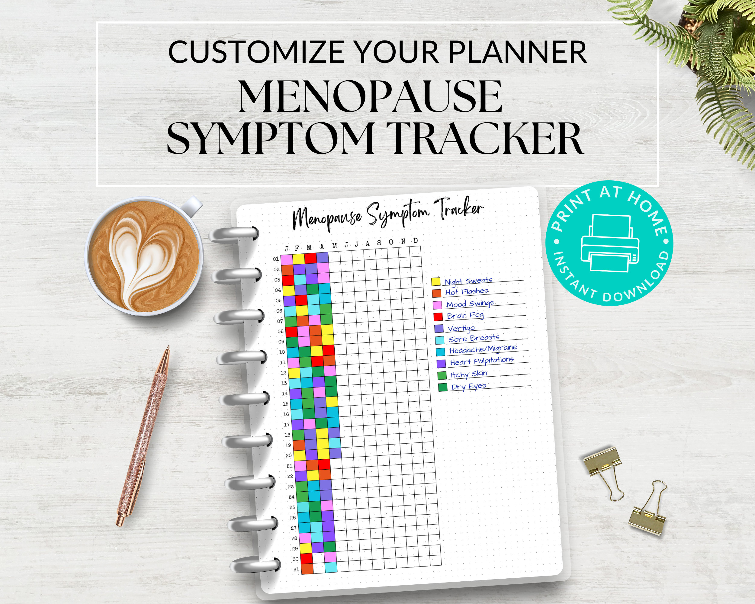 Printable Menopause Symptom Tracker Journal, Chart Your Cycle, Mood ...