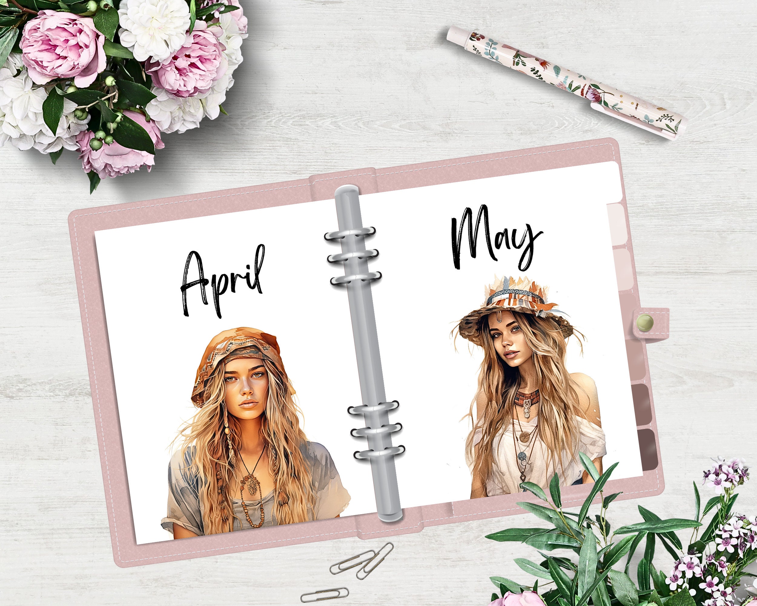 Boho Beauties Monthly Dashboards, Printable for Planner, Monthly ...