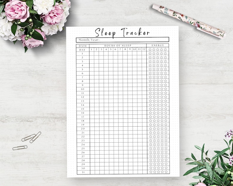 Sleep Tracker Printable Journal Page, Monthly Sleep Tracker, Sleep Log ...