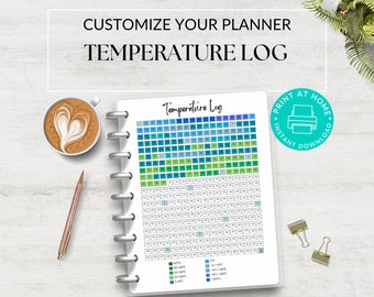 Temperature Log Tracker Bundle, Printable A5 Journal Page, Temperature ...