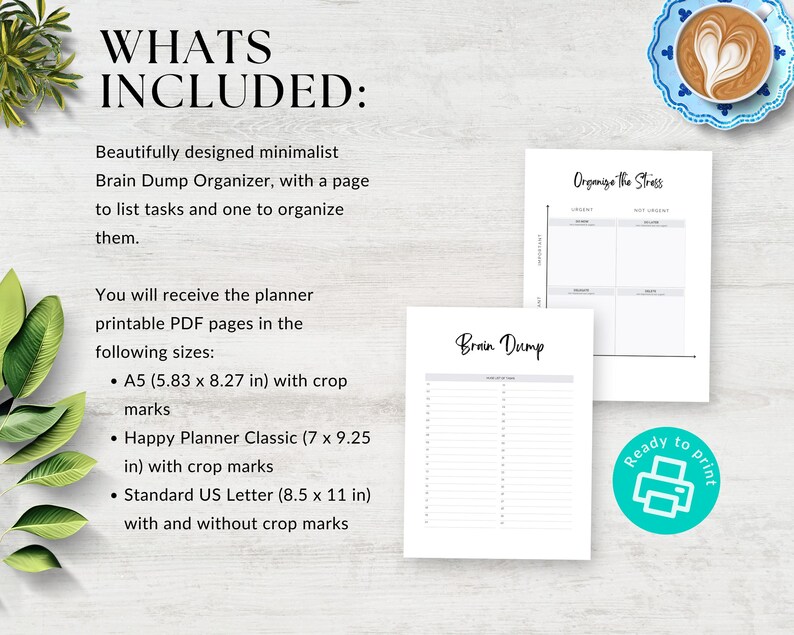 Brain Dump Printable Planner: Minimalist To-do List, Priority Matrix ...