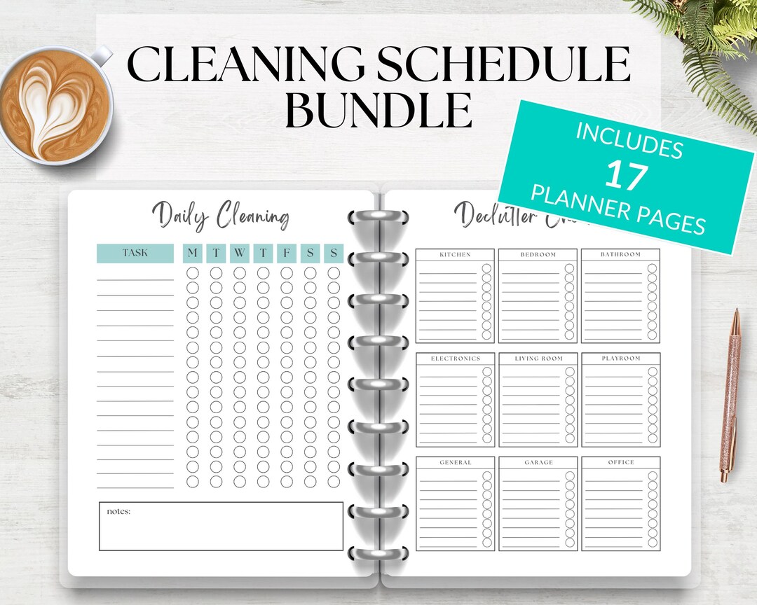 Cleaning Schedule Bundle for Printable Planner, A5 Planner Pages ...