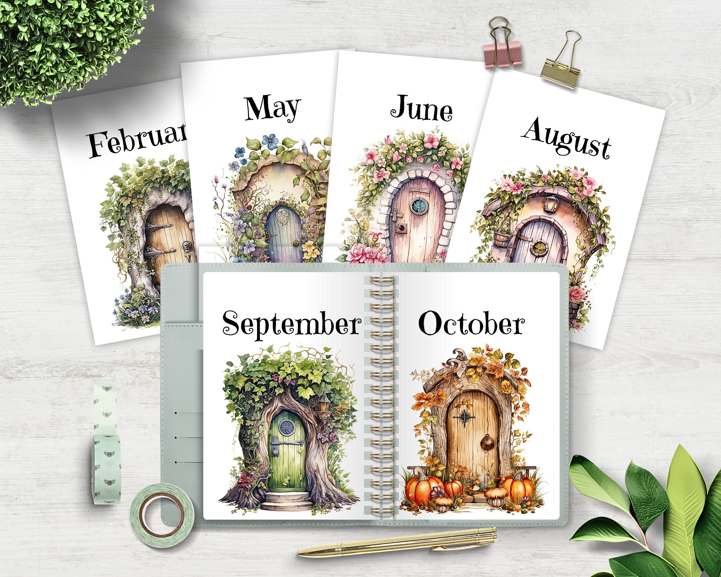 Fairy Doors Monthly Dividers, Printable for Planner, Monthly Dashboard ...