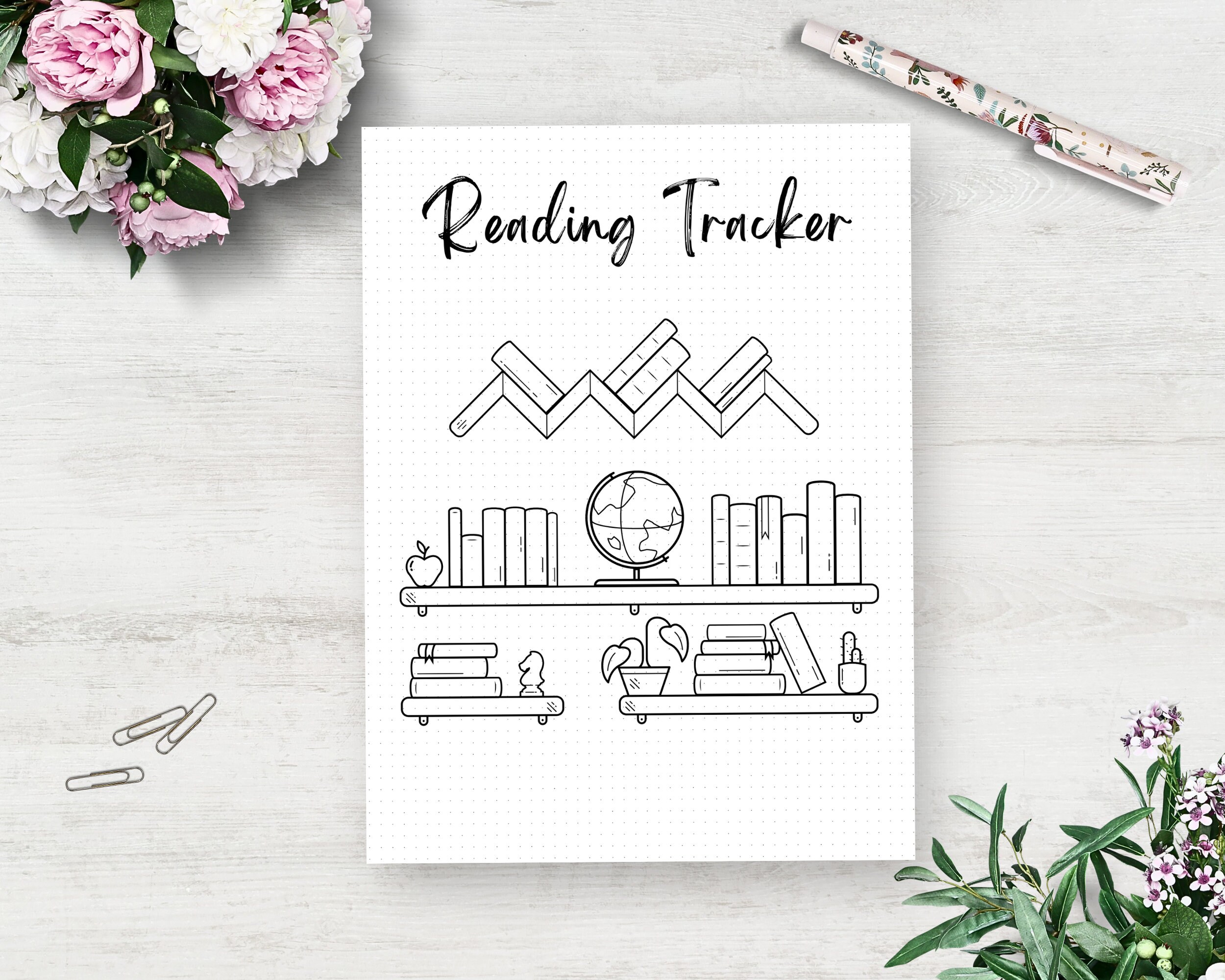 25 Book Reading Tracker, A5 Journal Page, Bookshelf Reading Tracker ...