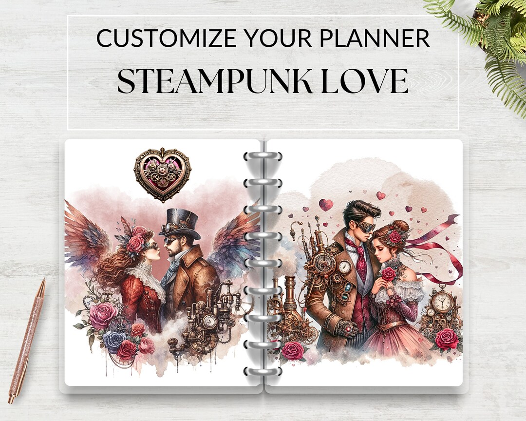 Steampunk Valentine Monthly Dashboards, Printable for Planner, Monthly ...