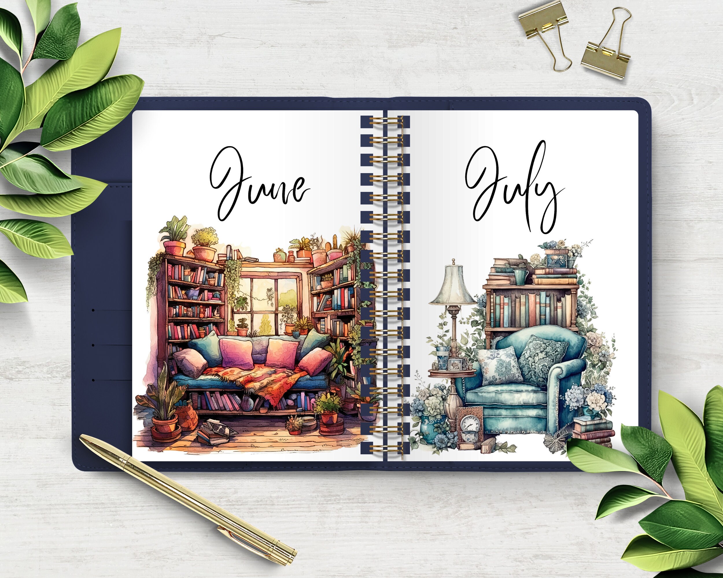 Cozy Reading Nooks Monthly Dashboards, Printable for Planner, Monthly ...