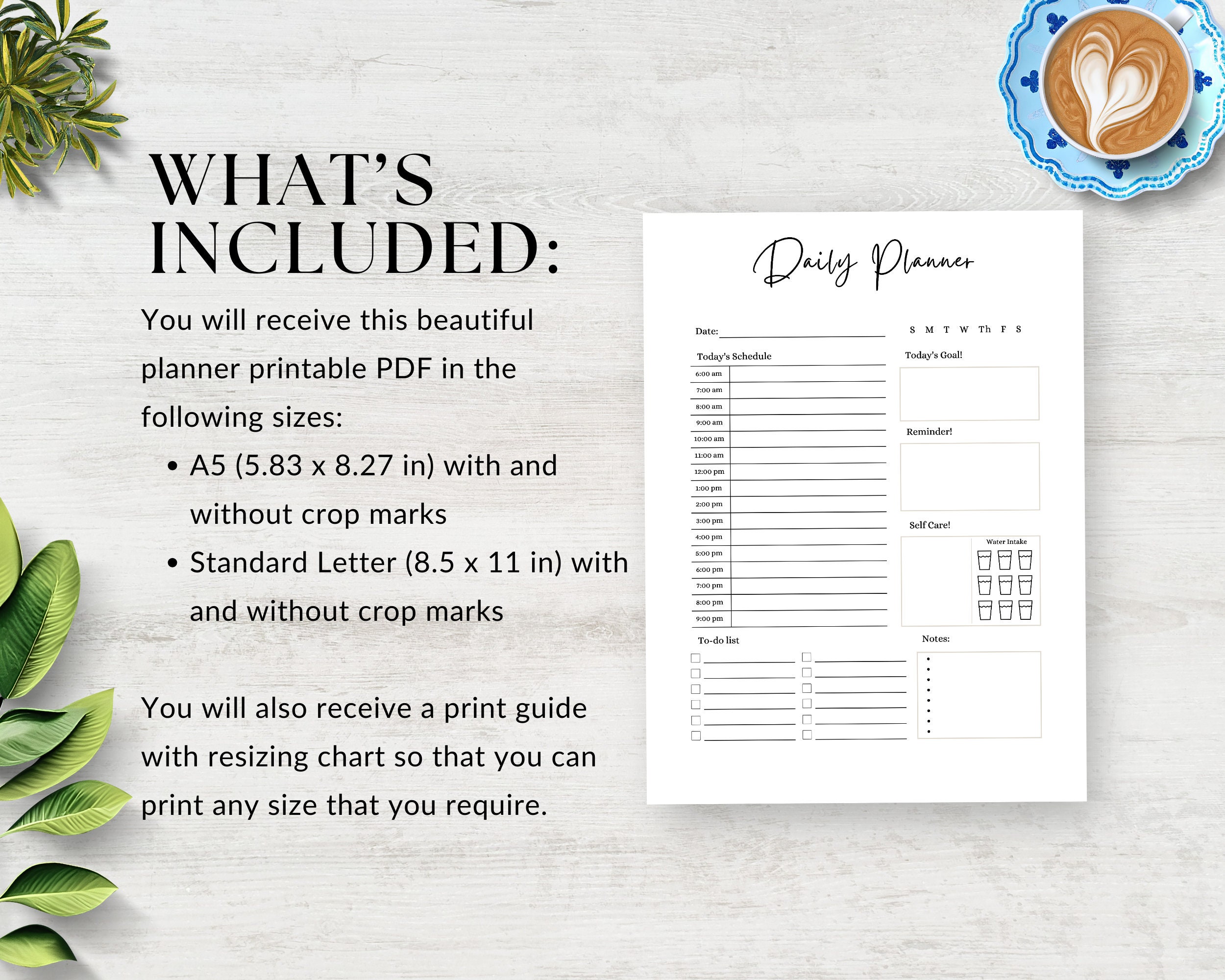 Printable Daily Planner Page PDF, Undated Daily Agenda, Organizer ...