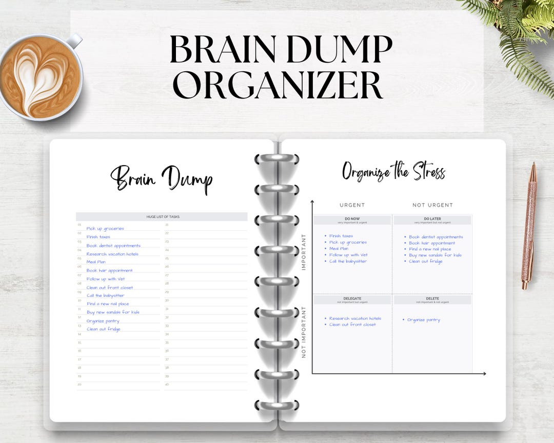 Brain Dump Printable Planner: Minimalist To-do List, Priority Matrix ...