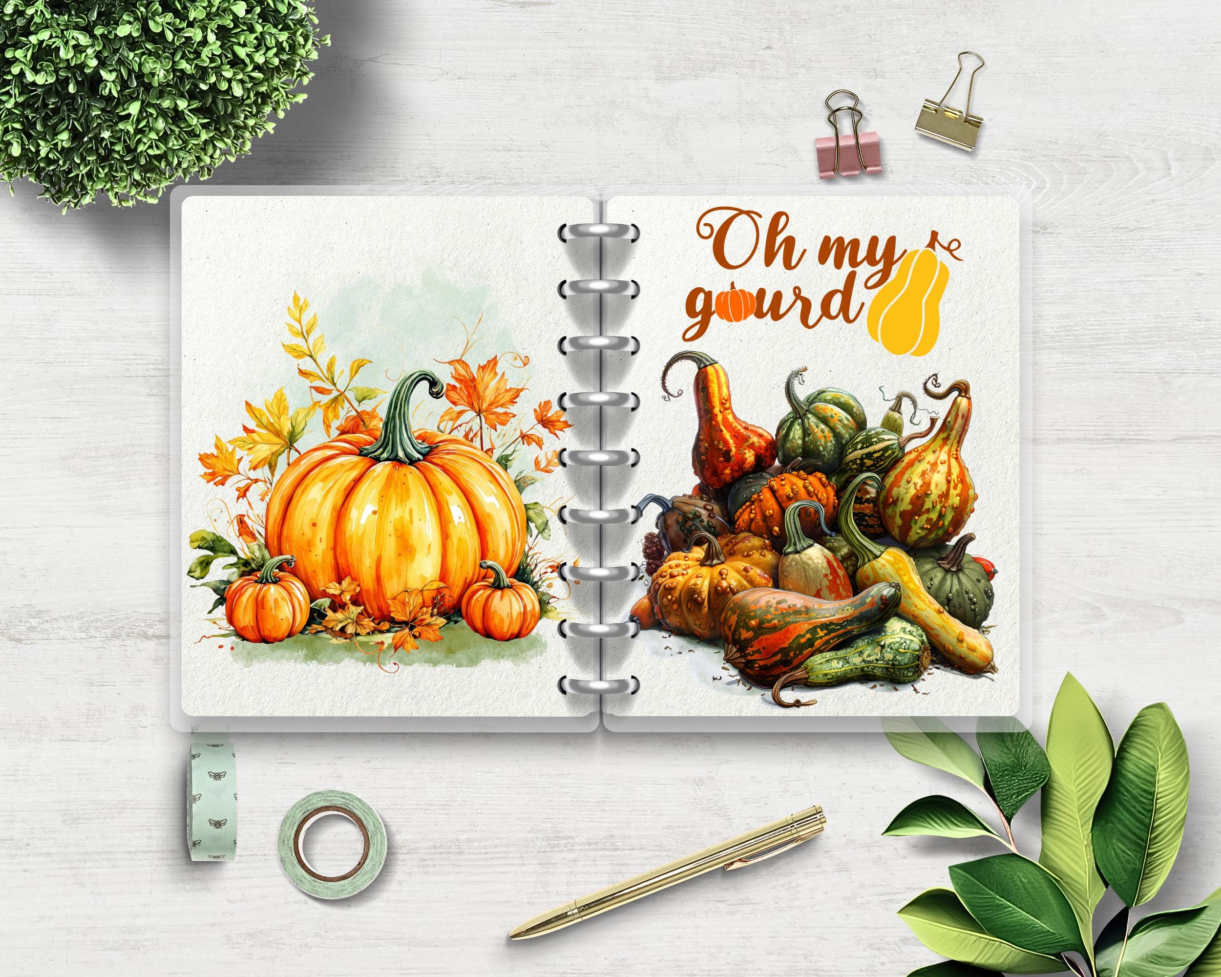 Oh My Gourd Fall Aesthetic Planner Dashboard, Pumpkin Monthly Spread ...