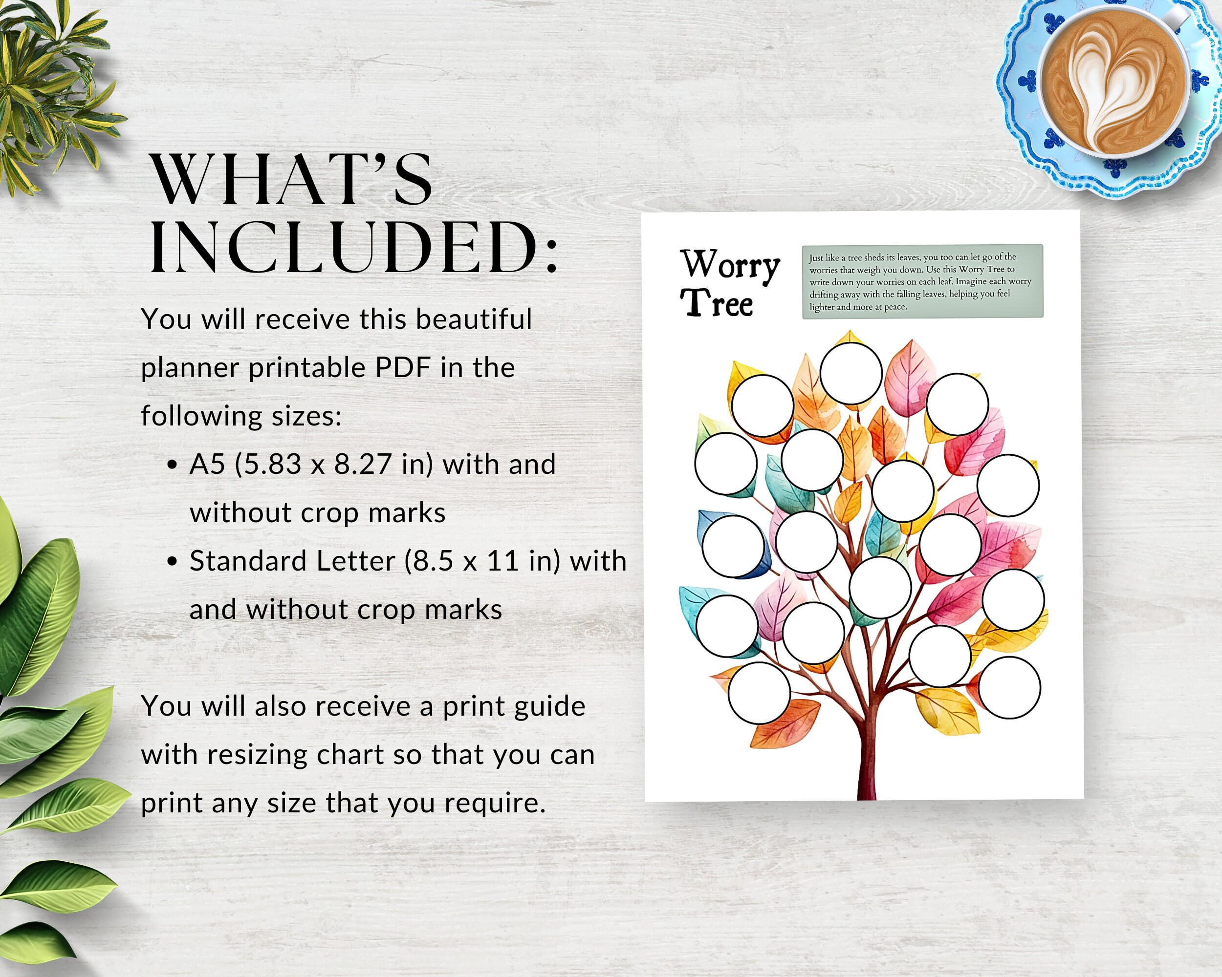 Worry Tree Worksheet, Anxiety Worksheet, Self Care, Mental Health, A5 ...