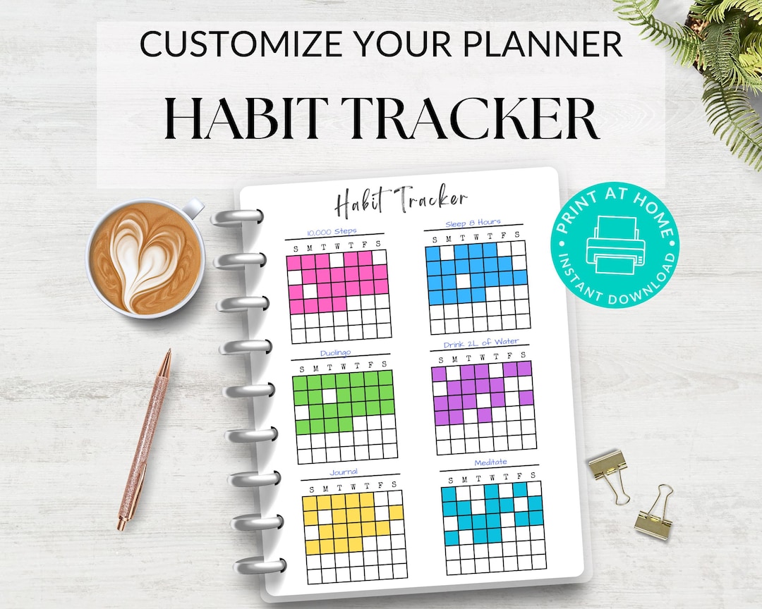 Habit Tracker Printable Journal Page, Monthly Tracker, Monthly Goal ...