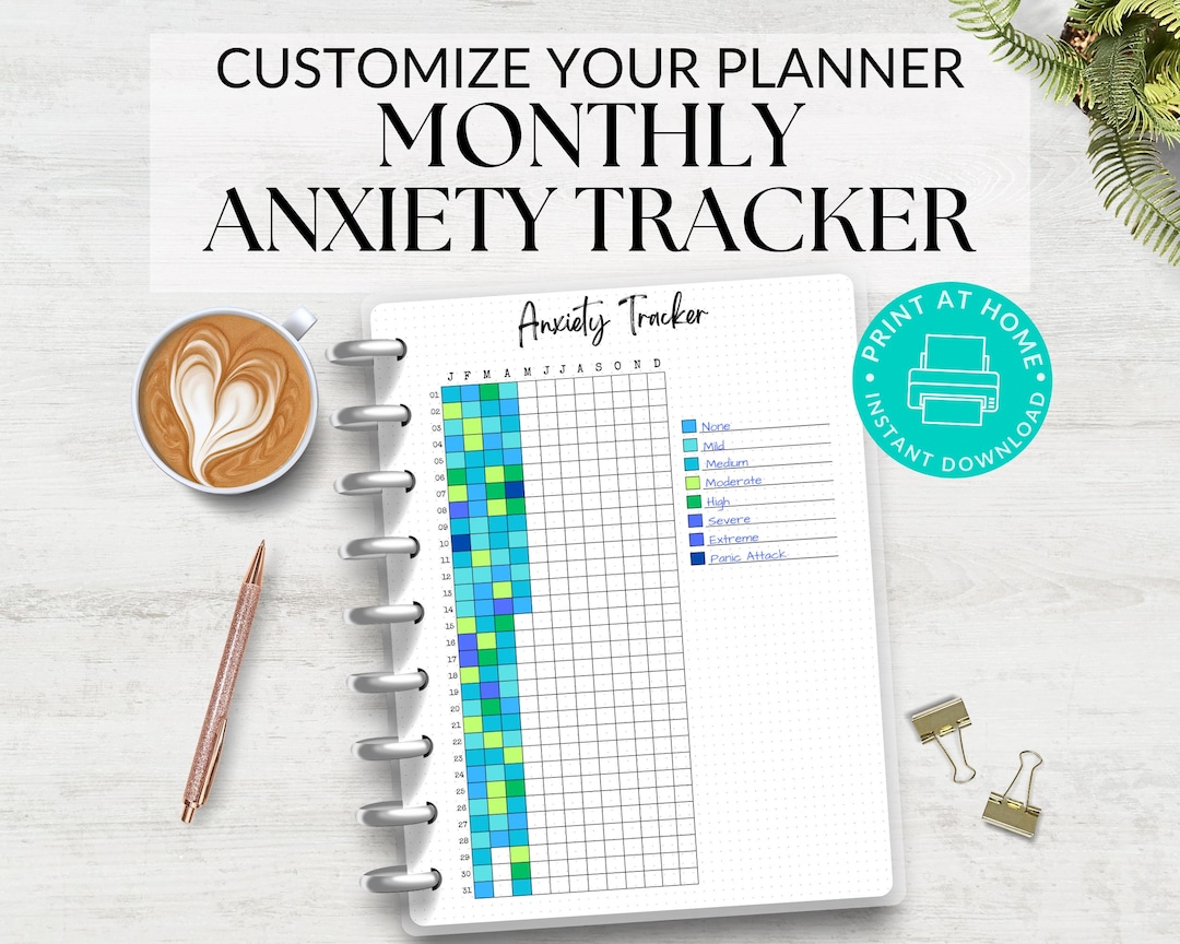 Anxiety Tracker Printable Journal Page, Monthly Tracker, Anxiety Log ...