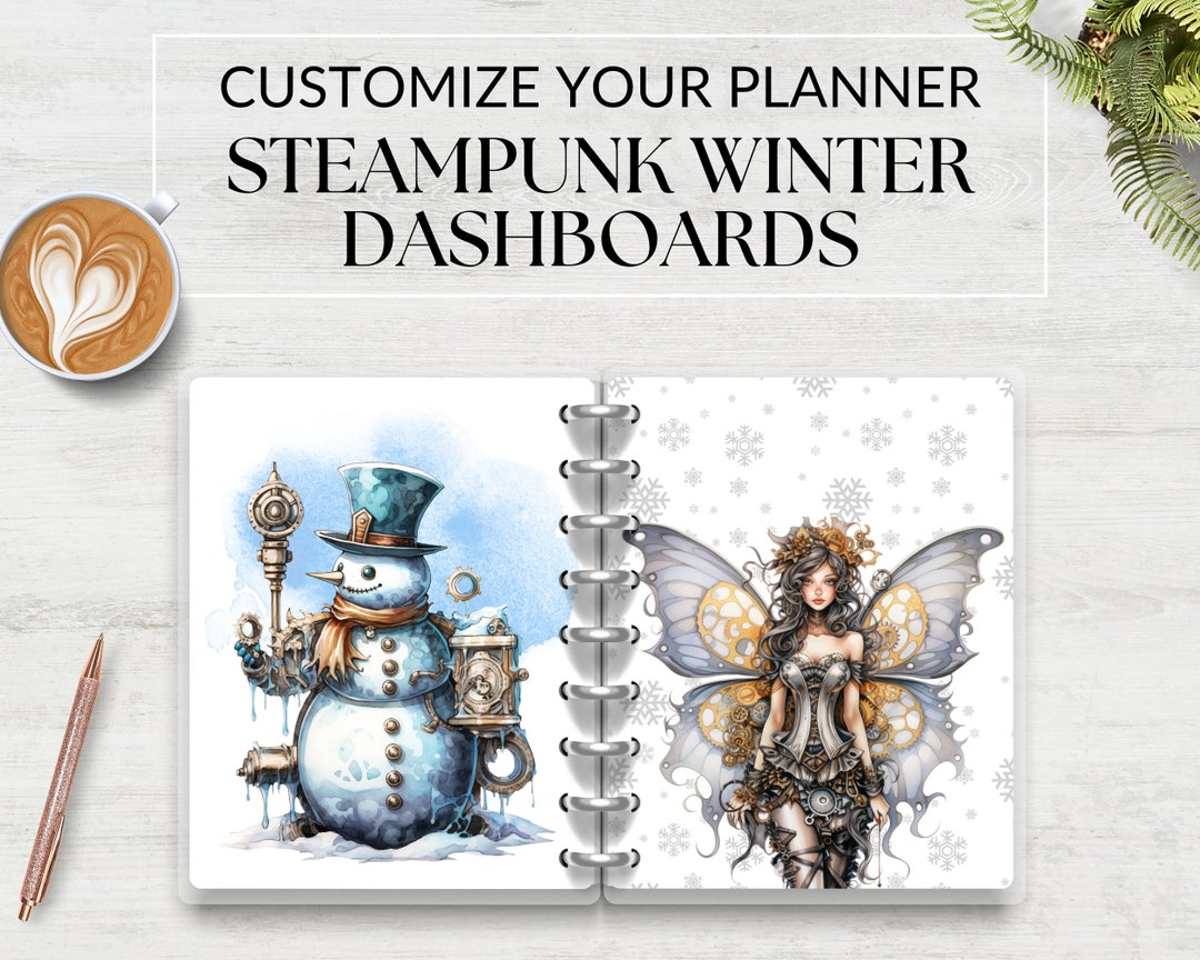 Steampunk Winter Monthly Dashboards, Printable for Planner, Monthly ...