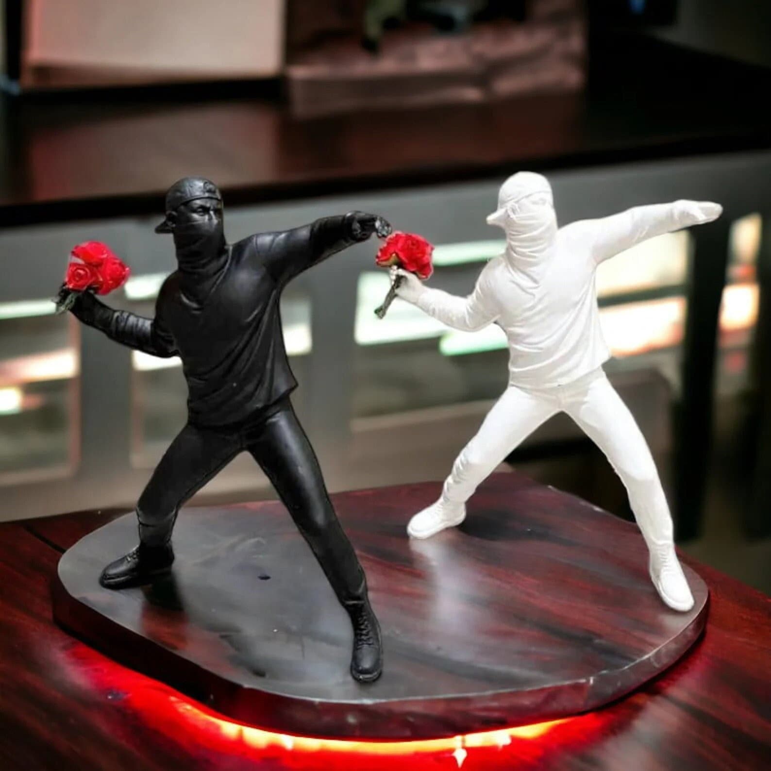 Banksy Flower Thrower Statue Figure Pop Art Flower Bomber - Etsy