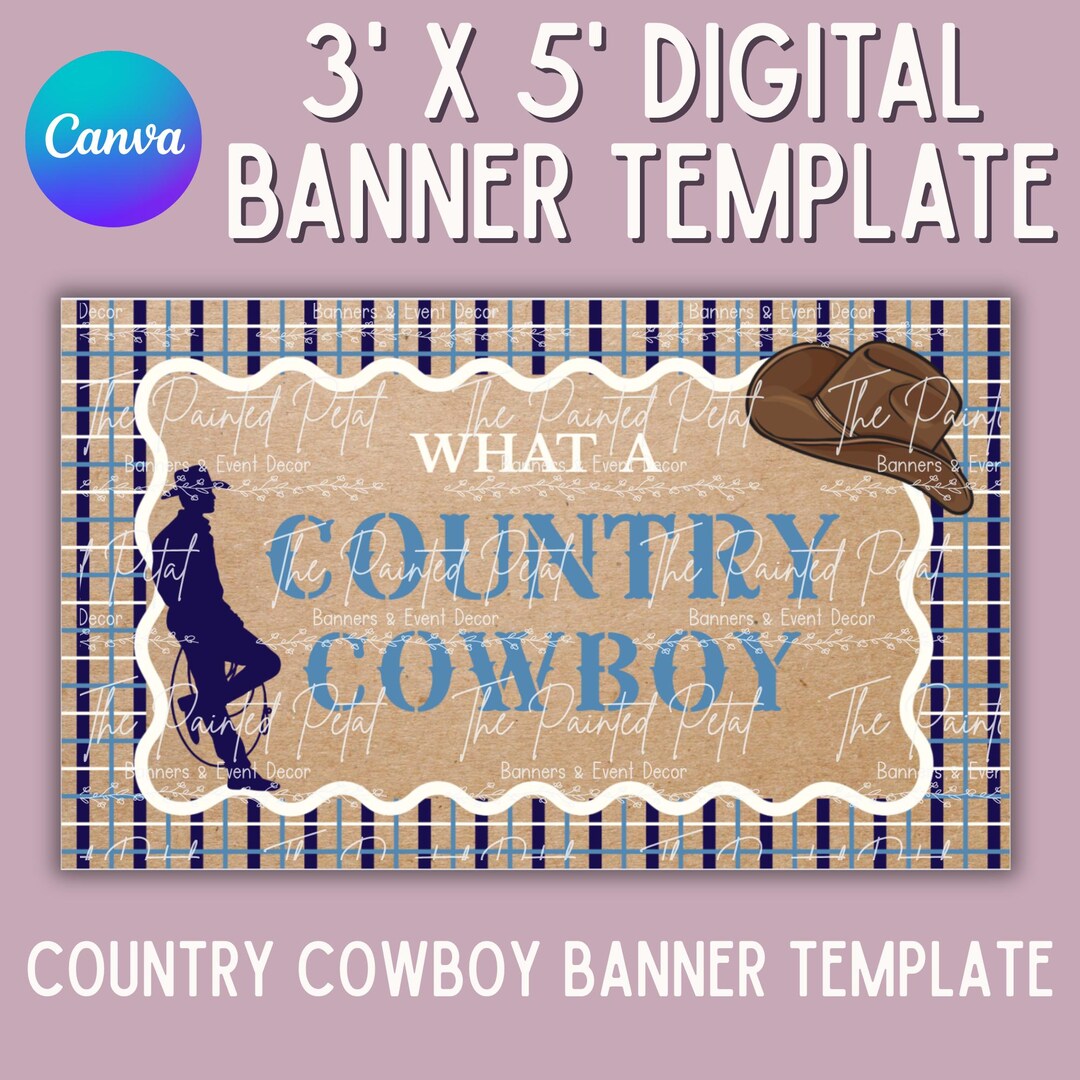 Country Cowboy Digital Banner Template, Custom Western Banner Design ...