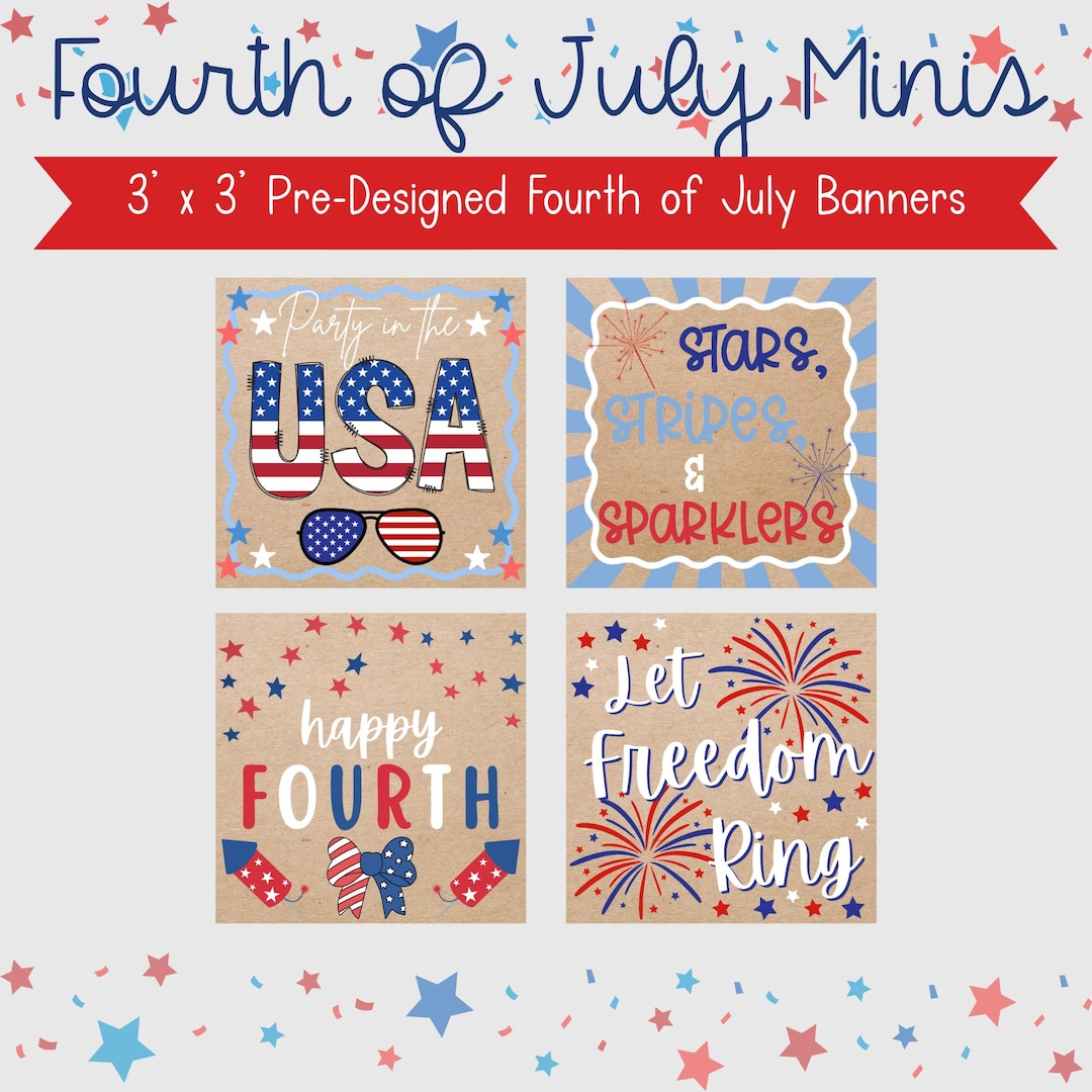 Custom Hand Painted Fourth of July Banner, Fourth of July Mini Banners ...