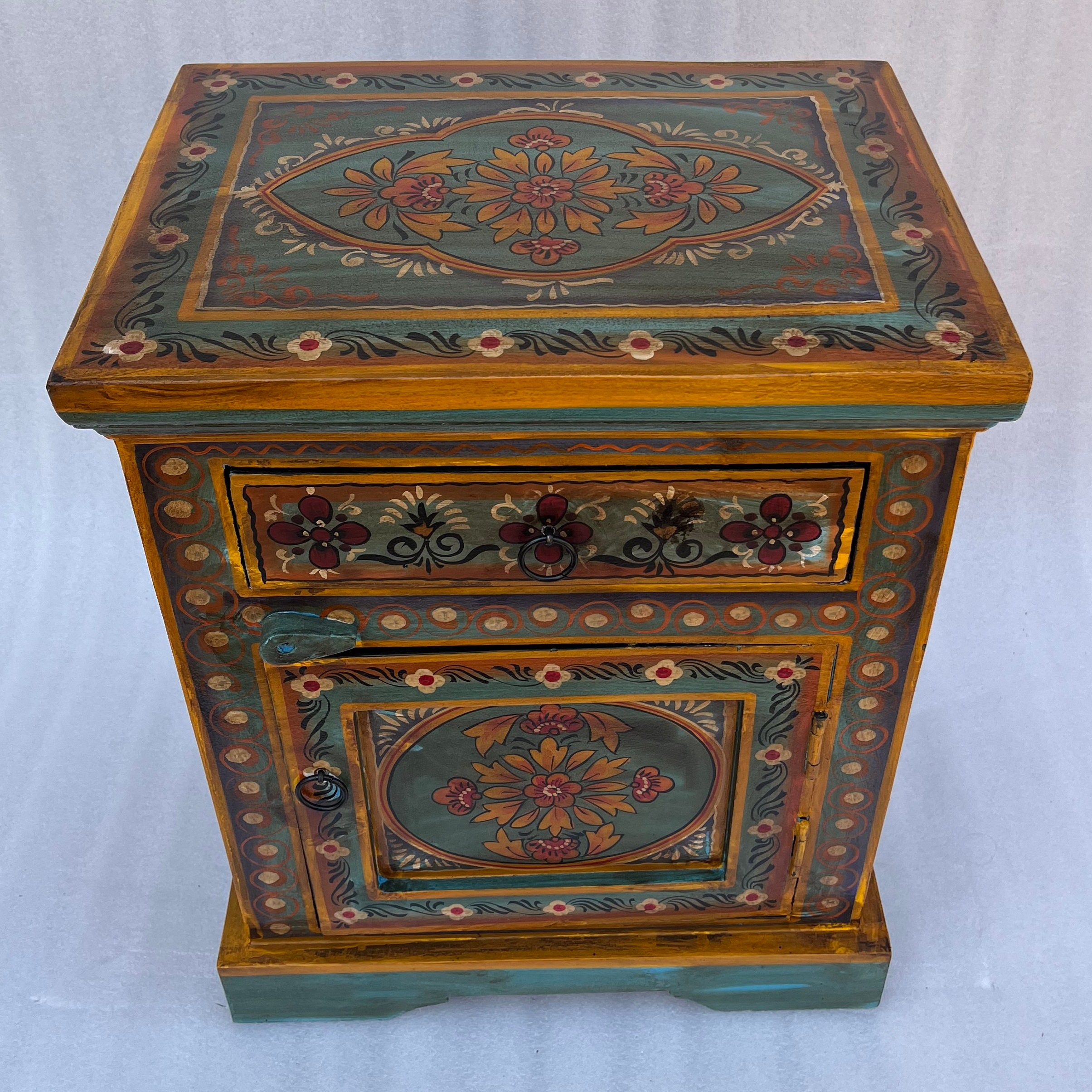 Wooden Mango Wood Painted Bedside Table,indian Handicrafts,home ...