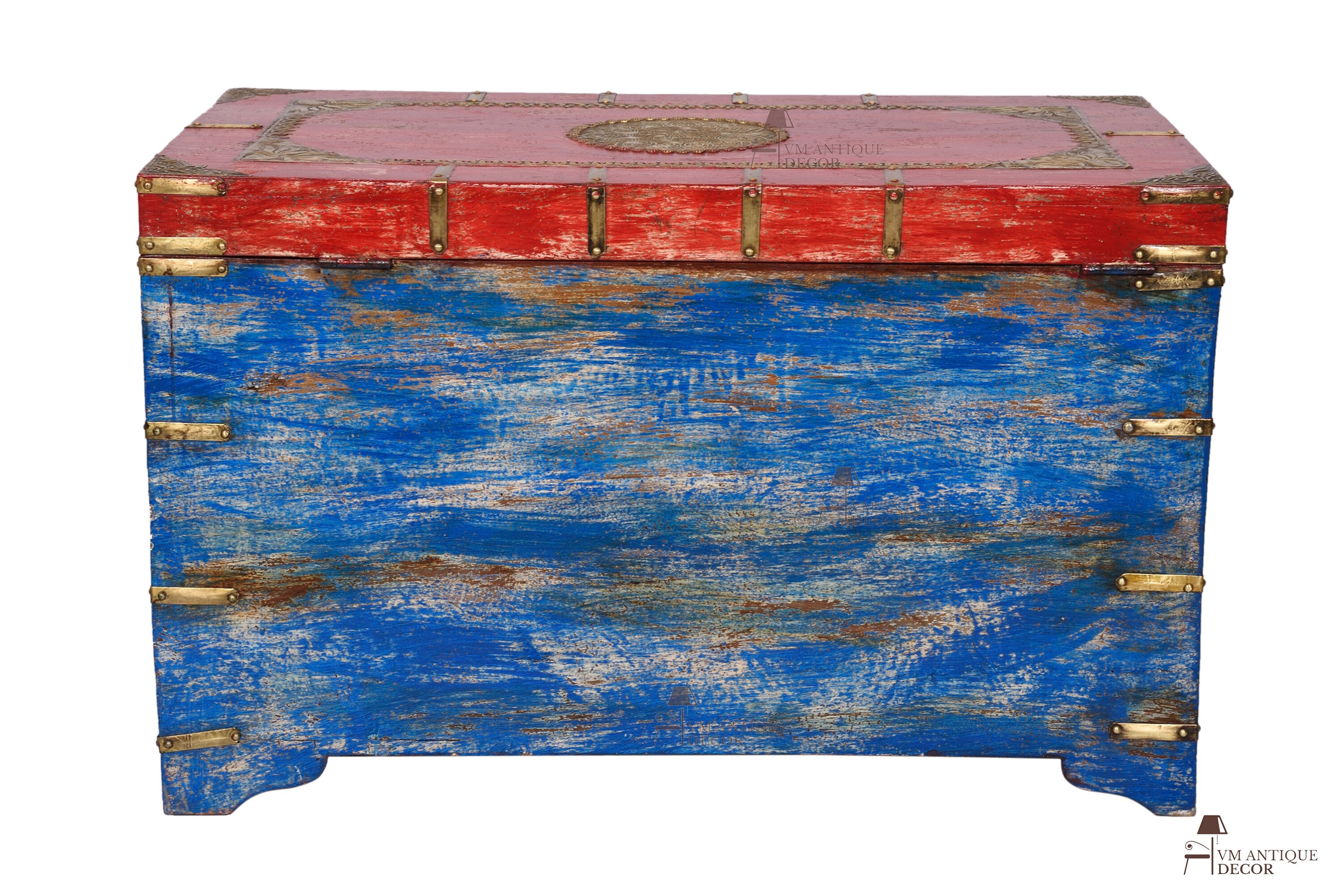 Wooden Trunk Box ,solid Wood Distage Brass Fitted Trunk Box for Home ...