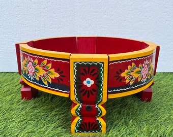 Wooden Indian Round Beautiful Chakki Table wood Cocktail - Etsy