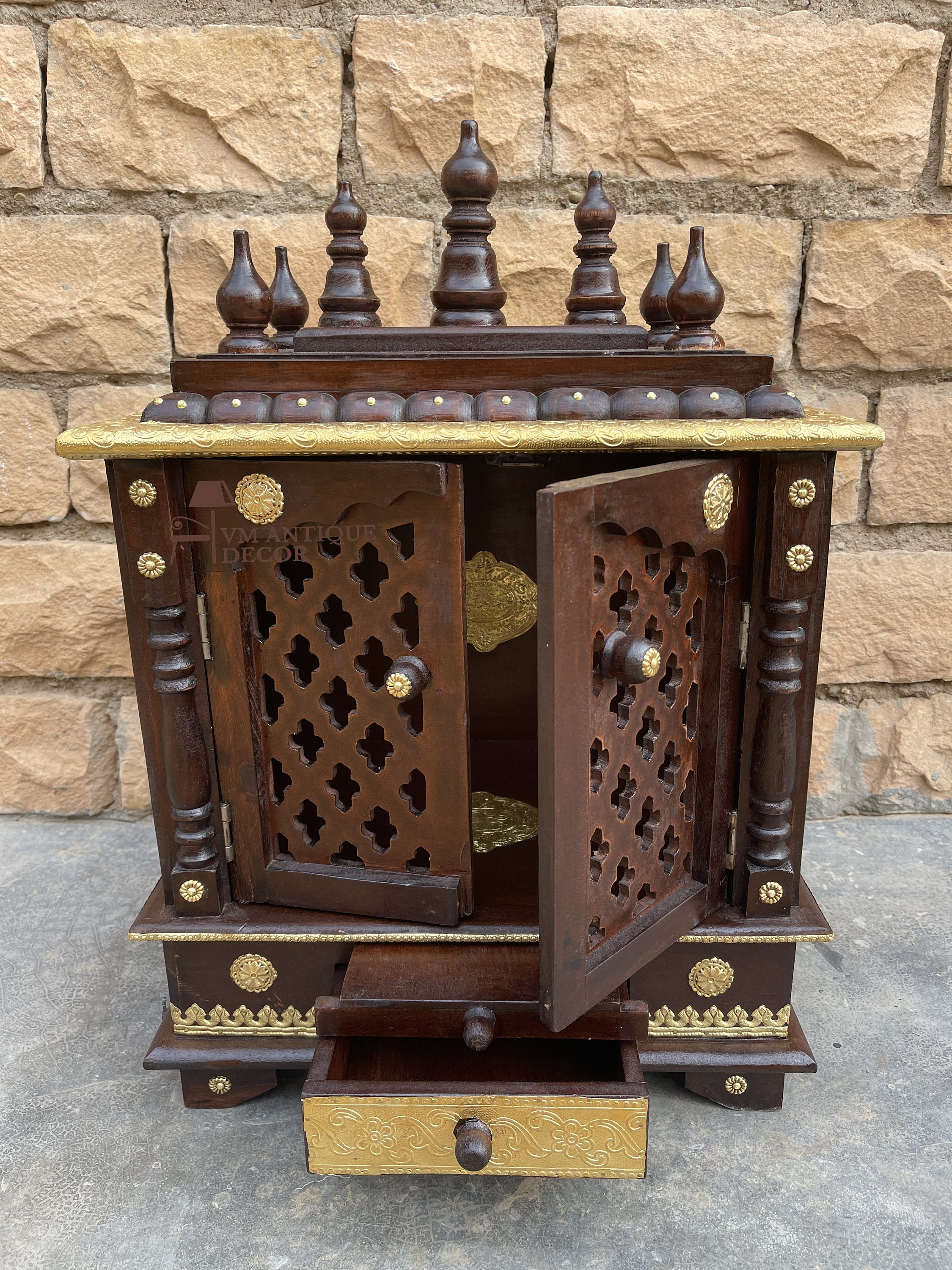 Wooden Temple Wall Hanging Mandir Pooja Ghar Mandap for Worship Home ...