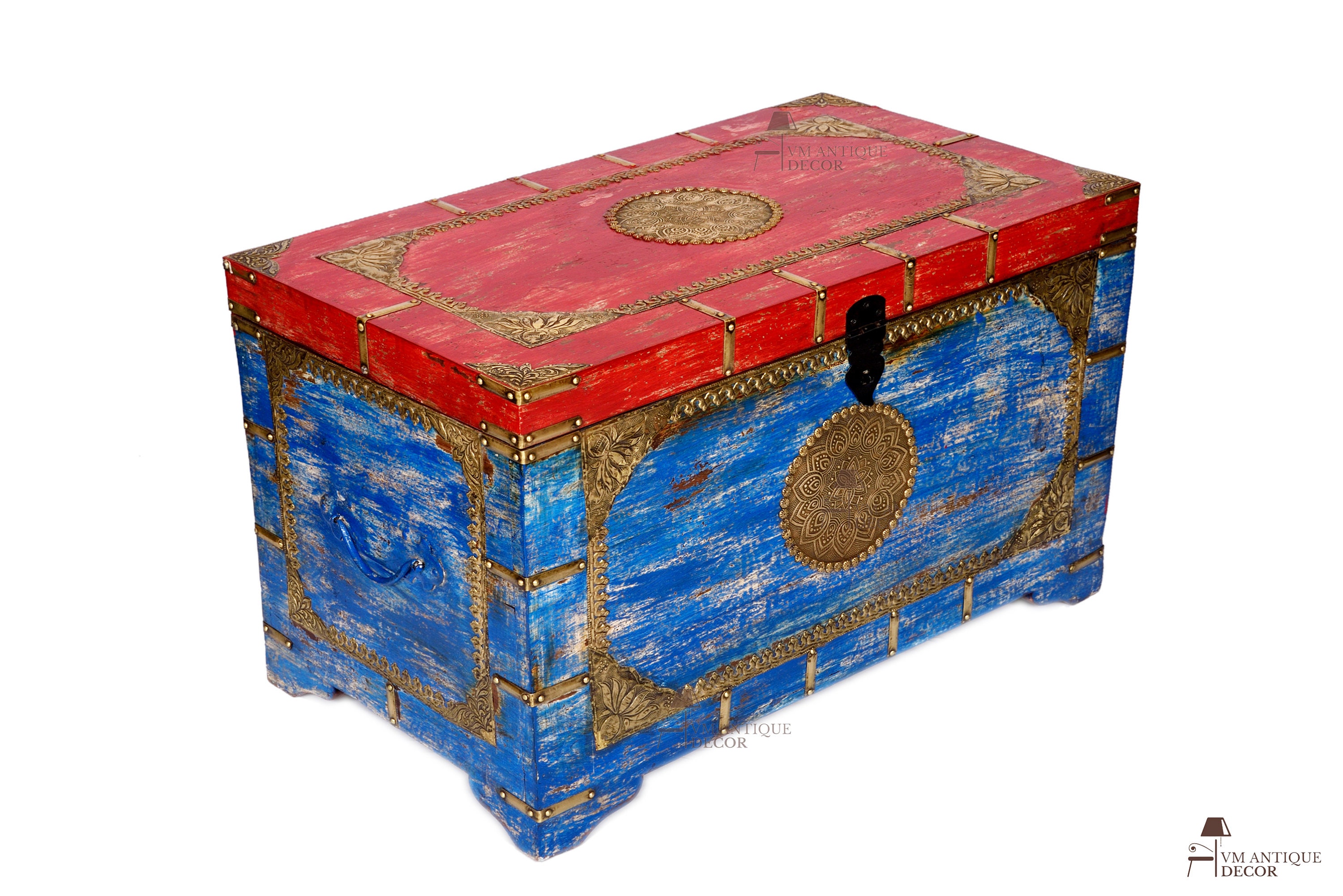 Wooden Trunk Box ,solid Wood Distage Brass Fitted Trunk Box for Home ...
