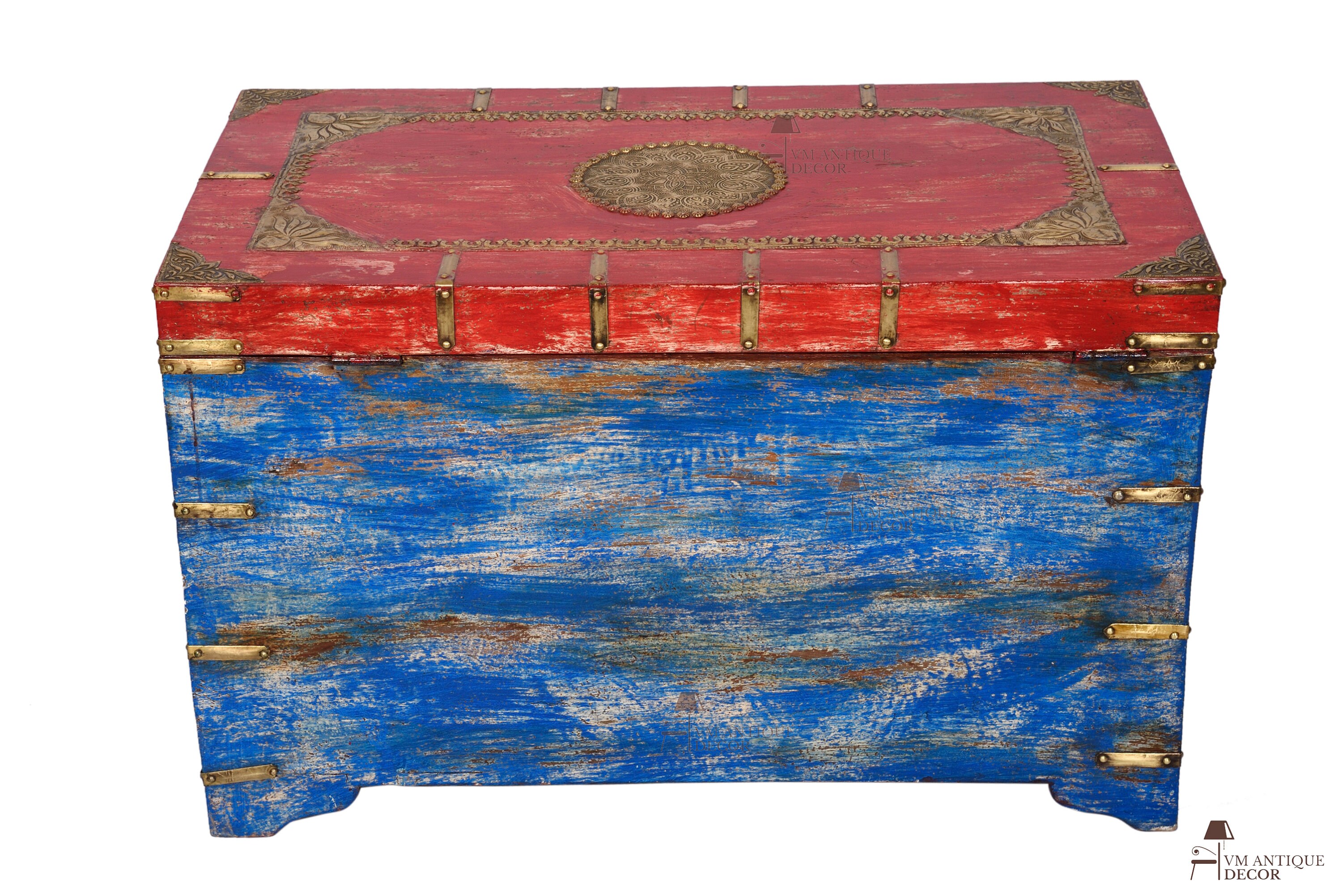 Wooden Trunk Box ,solid Wood Distage Brass Fitted Trunk Box for Home ...