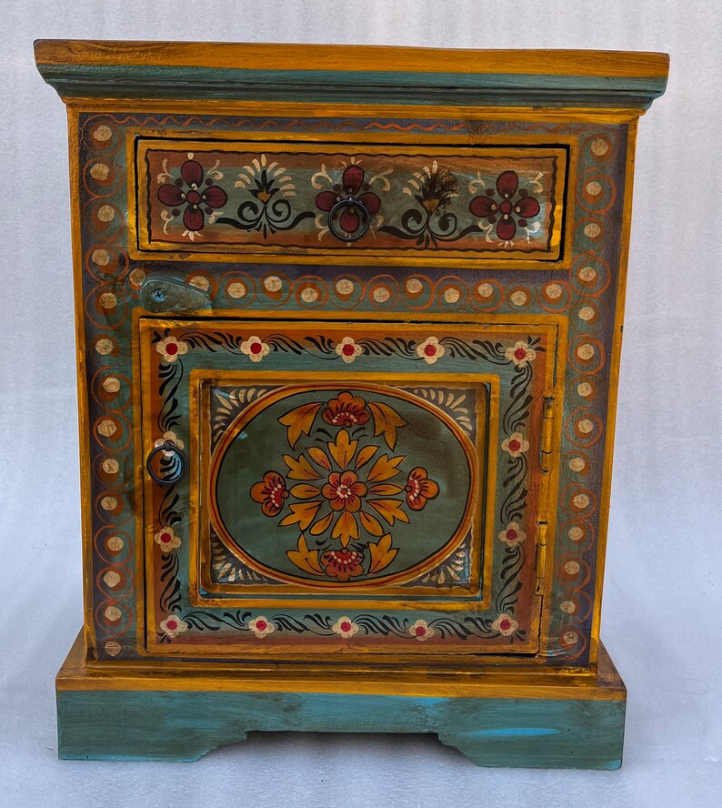 Wooden Mango Wood Painted Bedside Table,indian Handicrafts,home ...