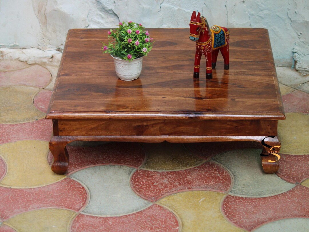 Wooden Sheesham Wood Pooja Bajot.chokki Table,polished Coffee Table ...