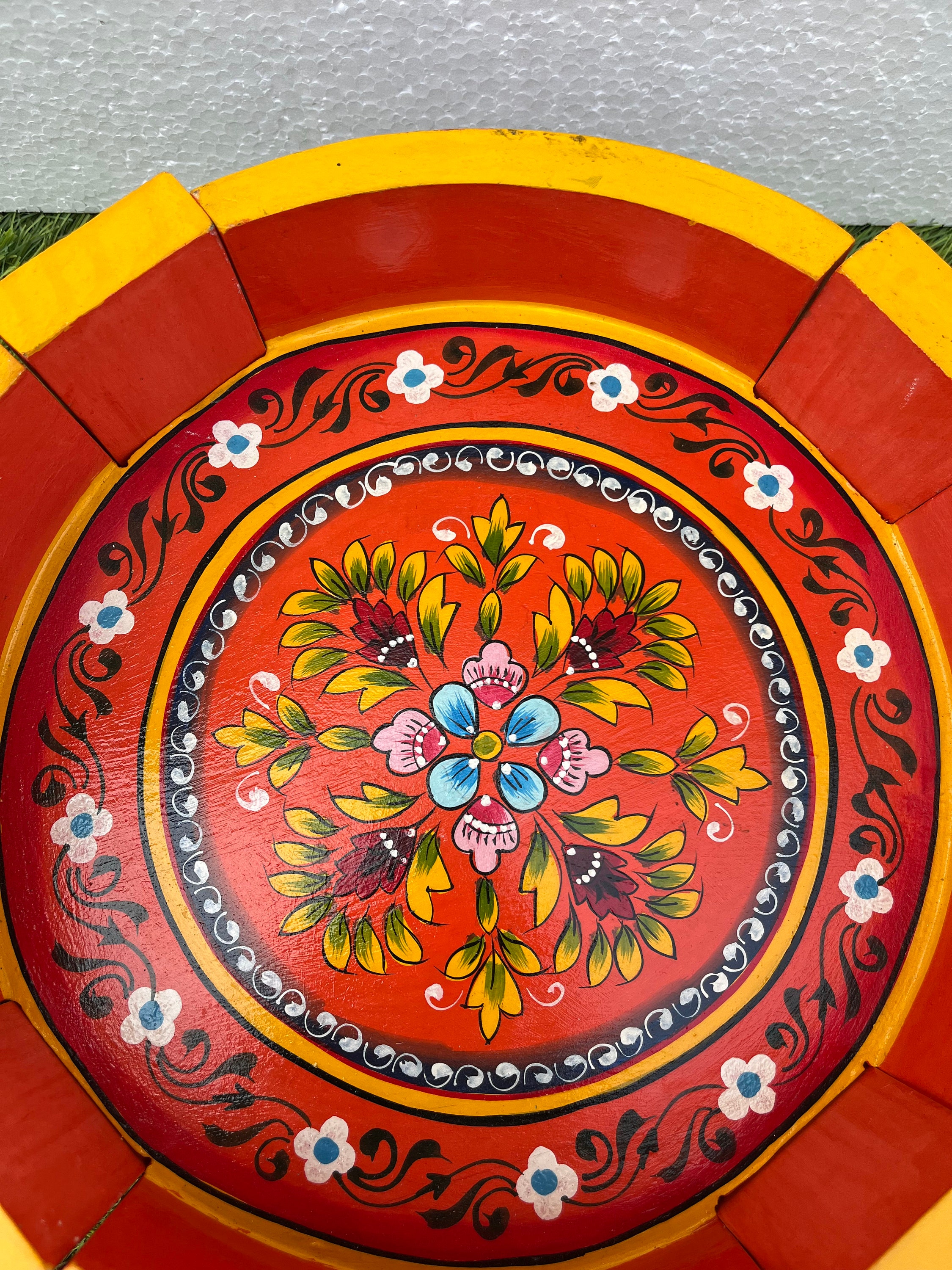 Wooden Round Painted Orange Color Chakki Tableindian Coffee - Etsy