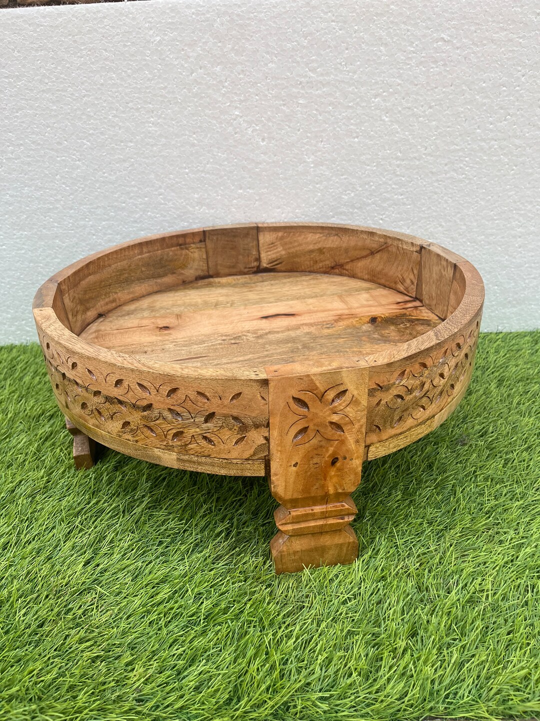 Wooden Round Mango Wood Chakki Table Grinder Table Coffee - Etsy