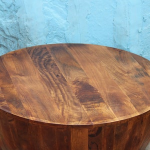 Wooden Solid Wood Natural Polished Drum Round Coffee Table,dining ...