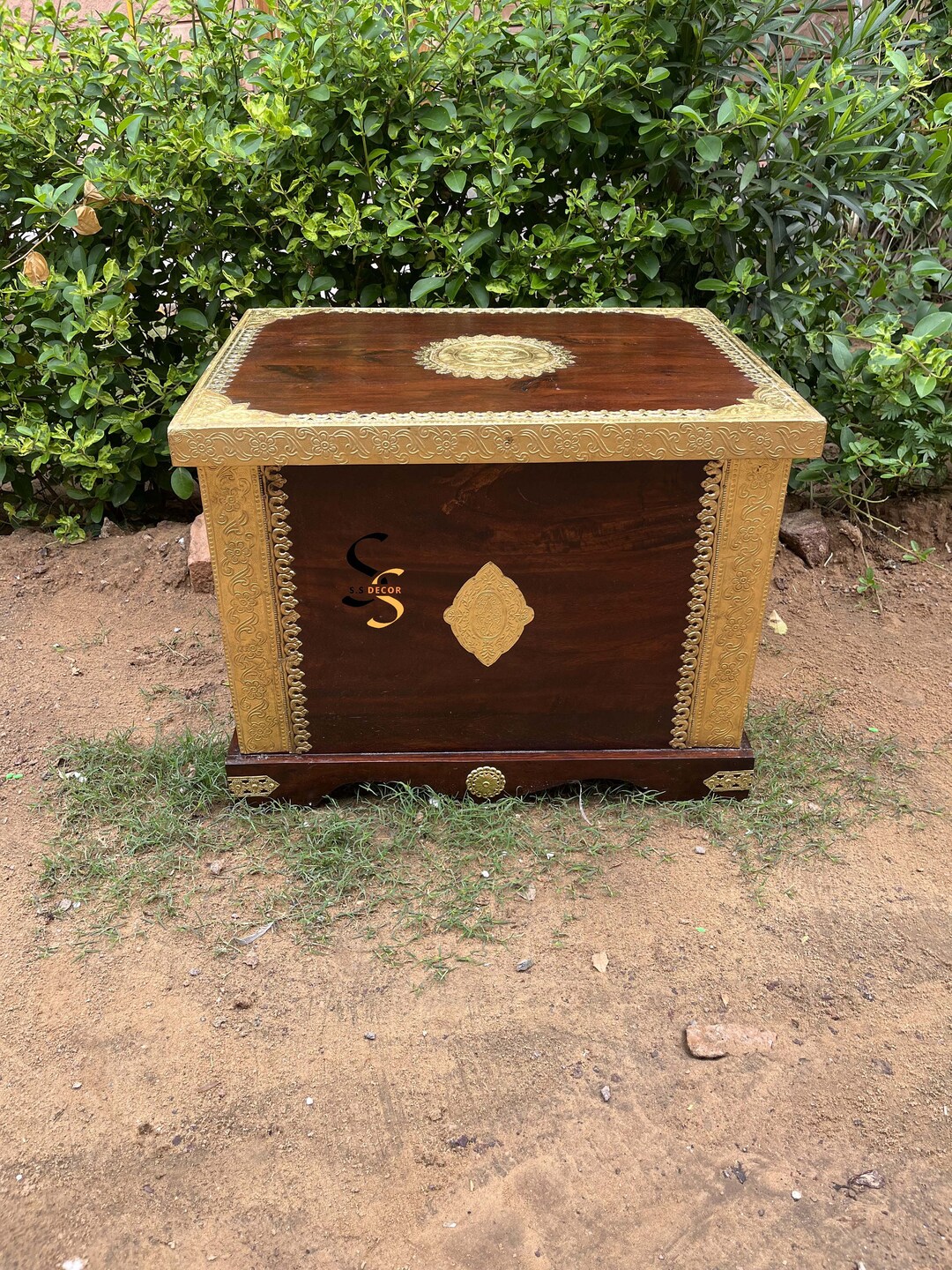 Wooden Solid Wood Brass Fitted Trunk Box for Home Decor,trunk and ...