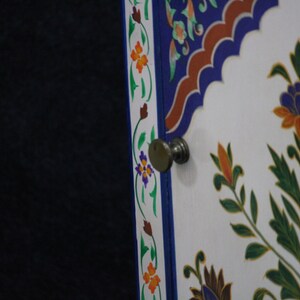 Wooden Mango Wood Solid Bedside Table With Painted,white and Blue Color ...