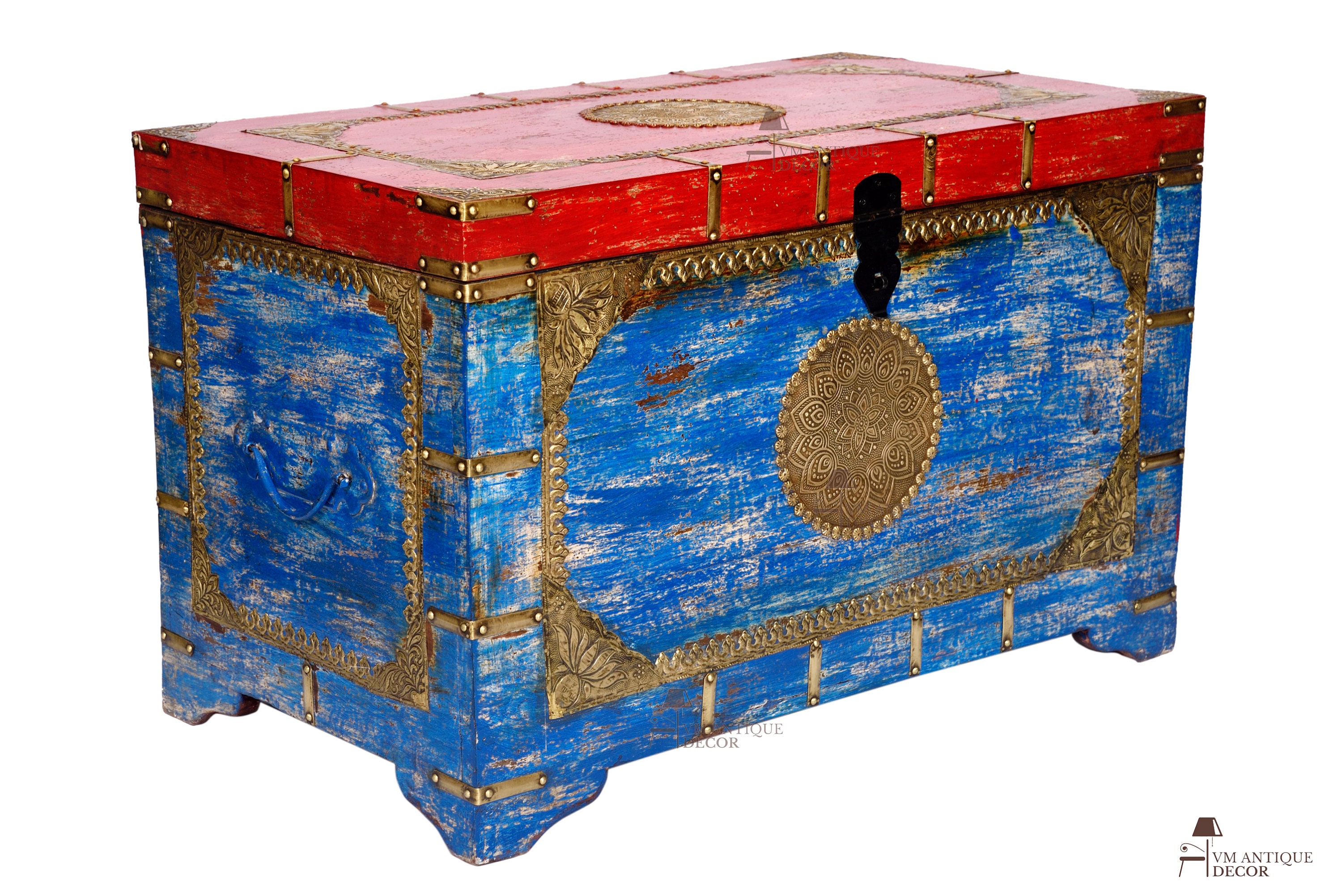 Wooden Trunk Box ,solid Wood Distage Brass Fitted Trunk Box for Home ...